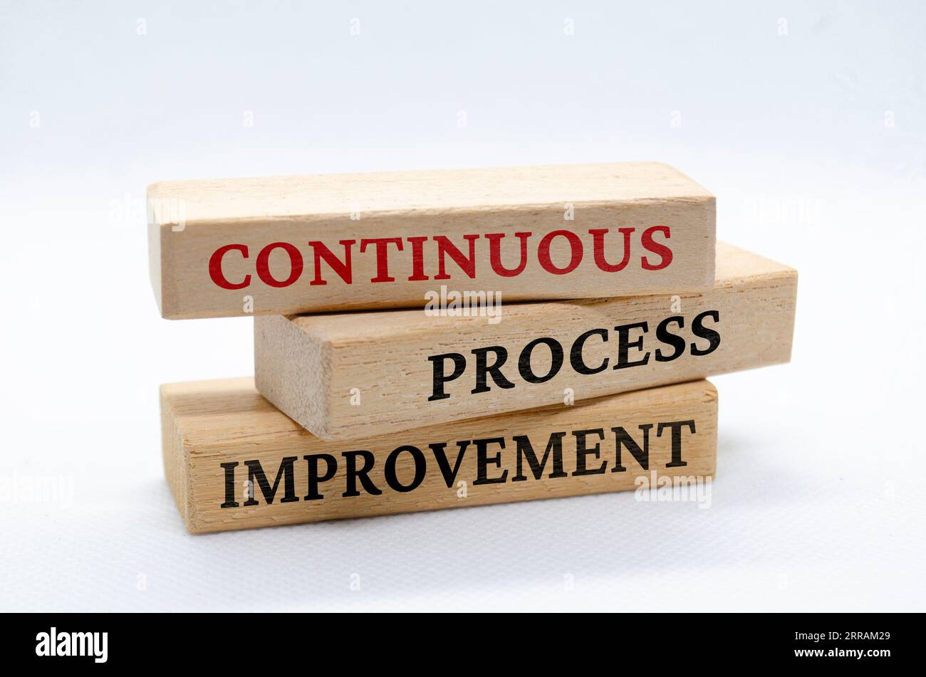 Continuous process improvement text on wooden blocks. Business culture ...