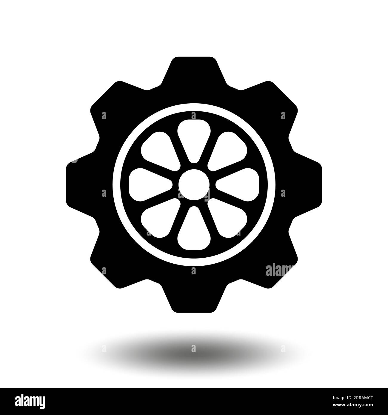 Black gear icon. Machine sprocket gear icon. Flat design. Vector ...