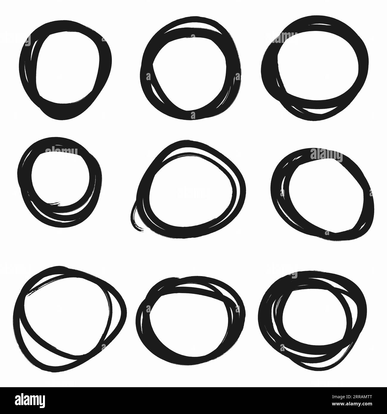 Set hand drawn pencil or marker round circles line sketch set. Circular ...