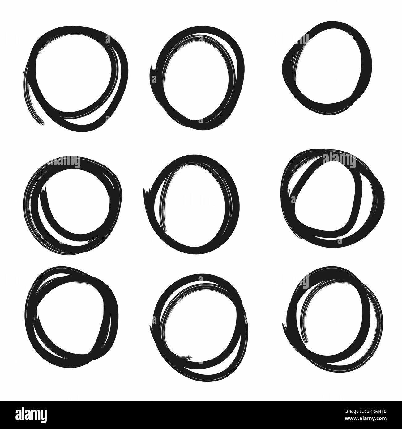 Set hand drawn pencil or marker round circles line sketch set. Circular ...