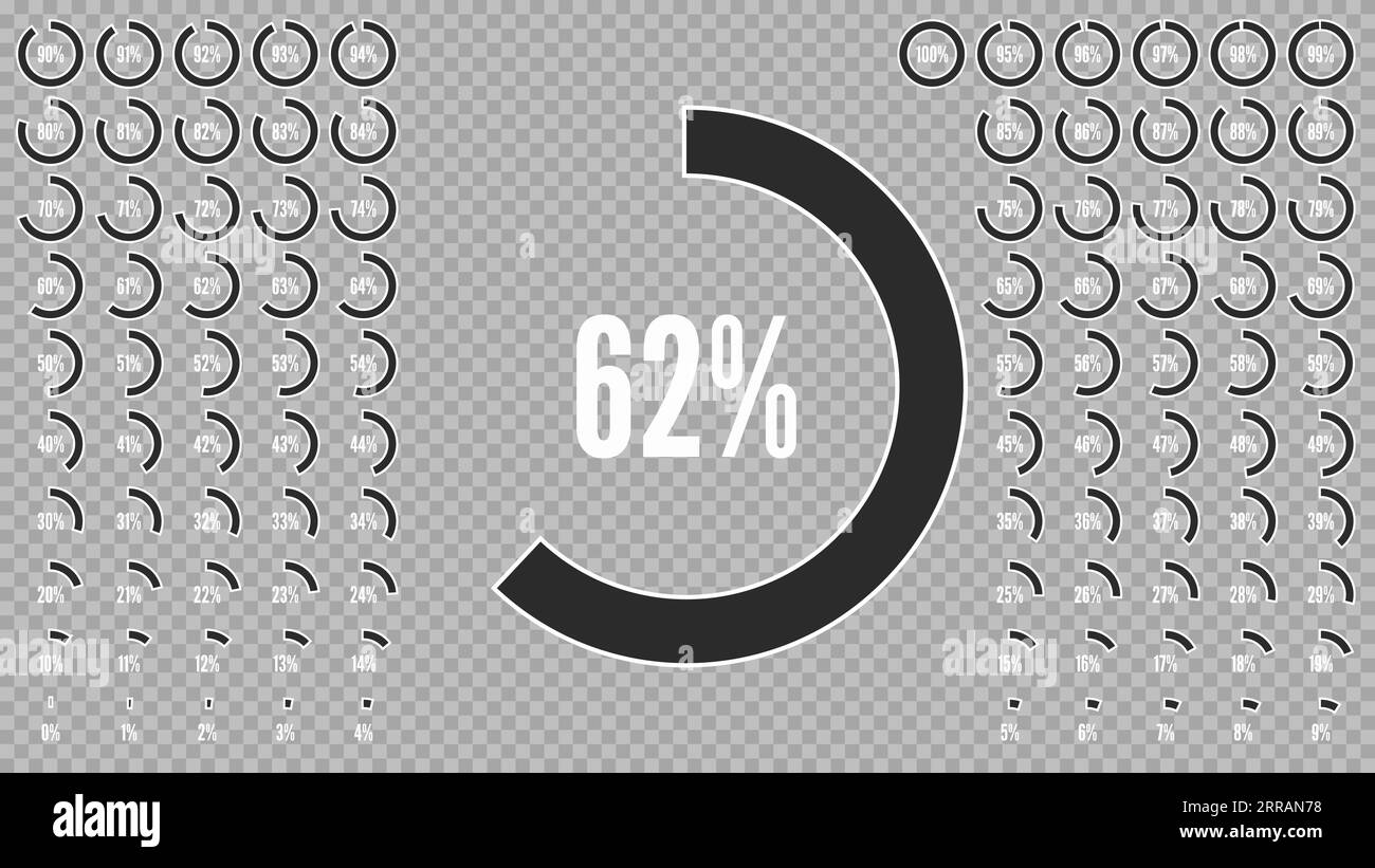 Percentage circle diagrams from 0 to 100. Set of icon for infographic ...