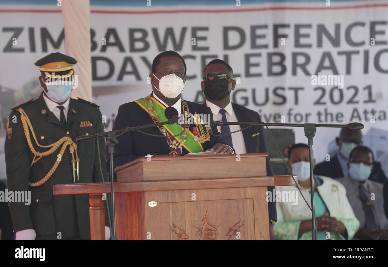 210811 -- HARARE, Aug. 11, 2021 -- Zimbabwean President Emmerson ...