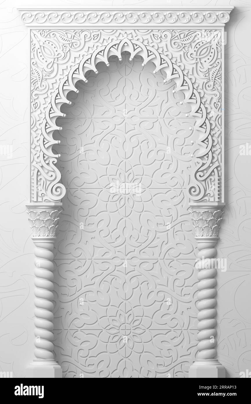 Ornamental carved arch in Indian or Arabic style Stock Photo - Alamy