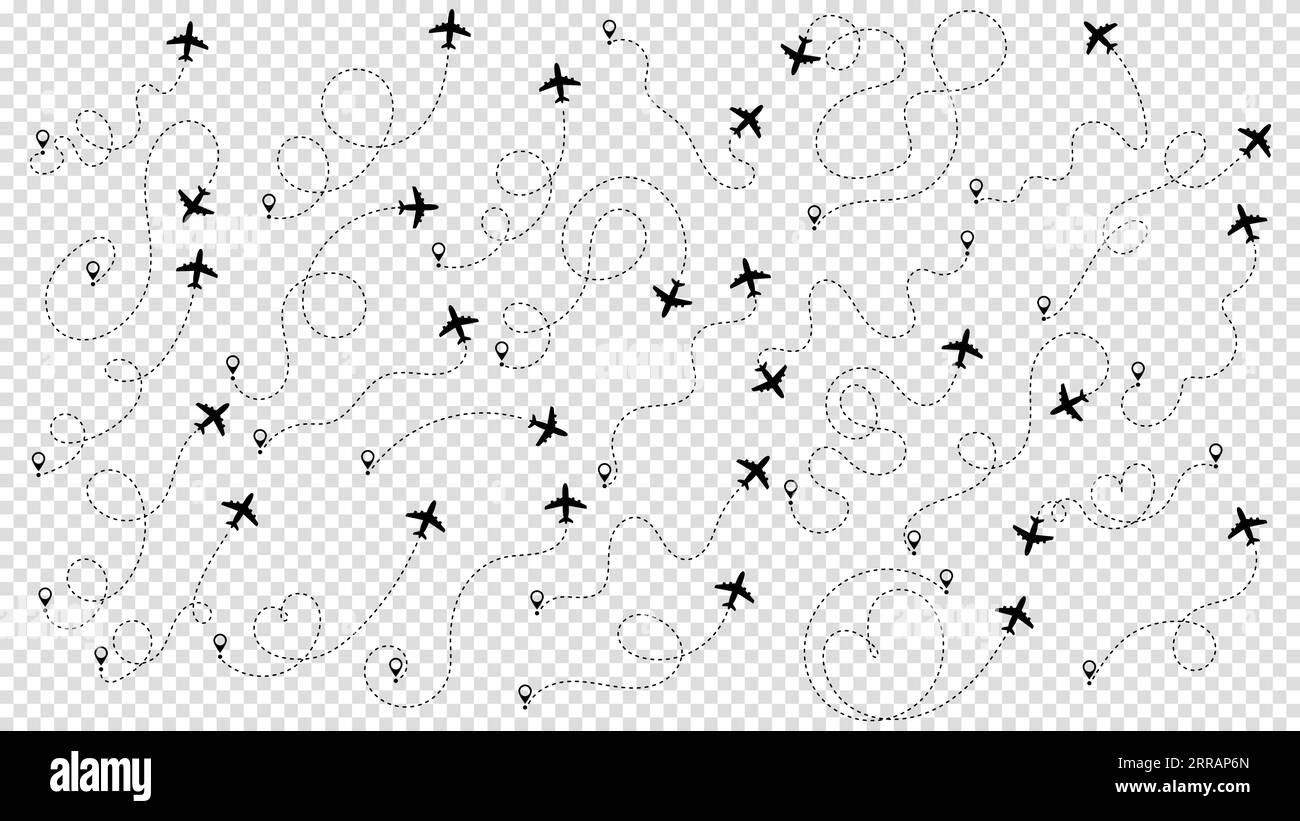 Travel Concept From Start Point And Dotted Line Tracing Airplane Or