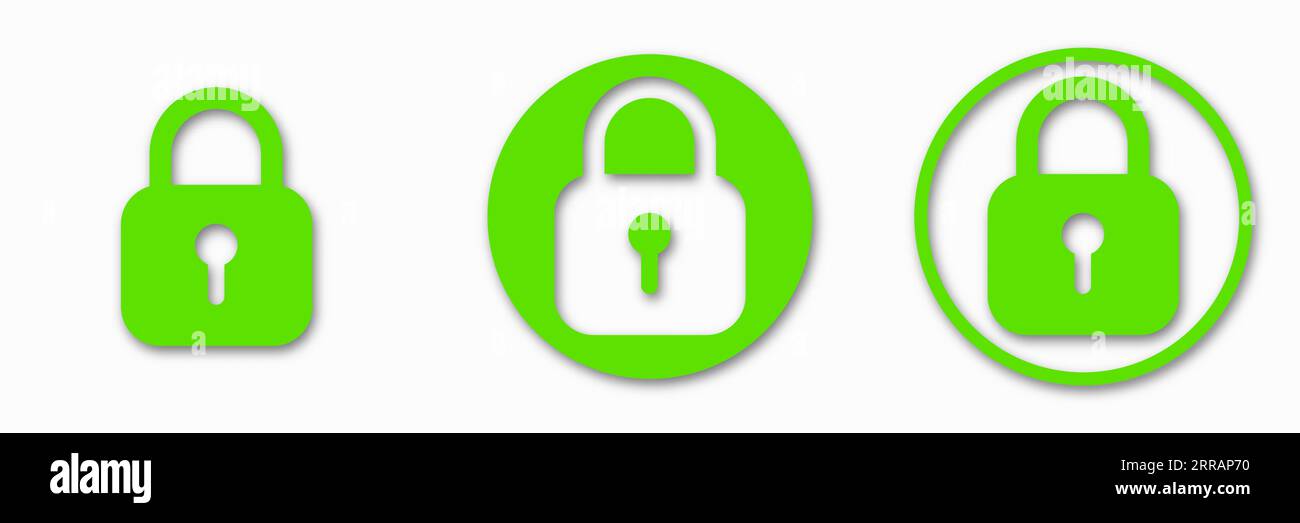 Green lock padlock icons. Vector sign illustration Stock Vector Image ...