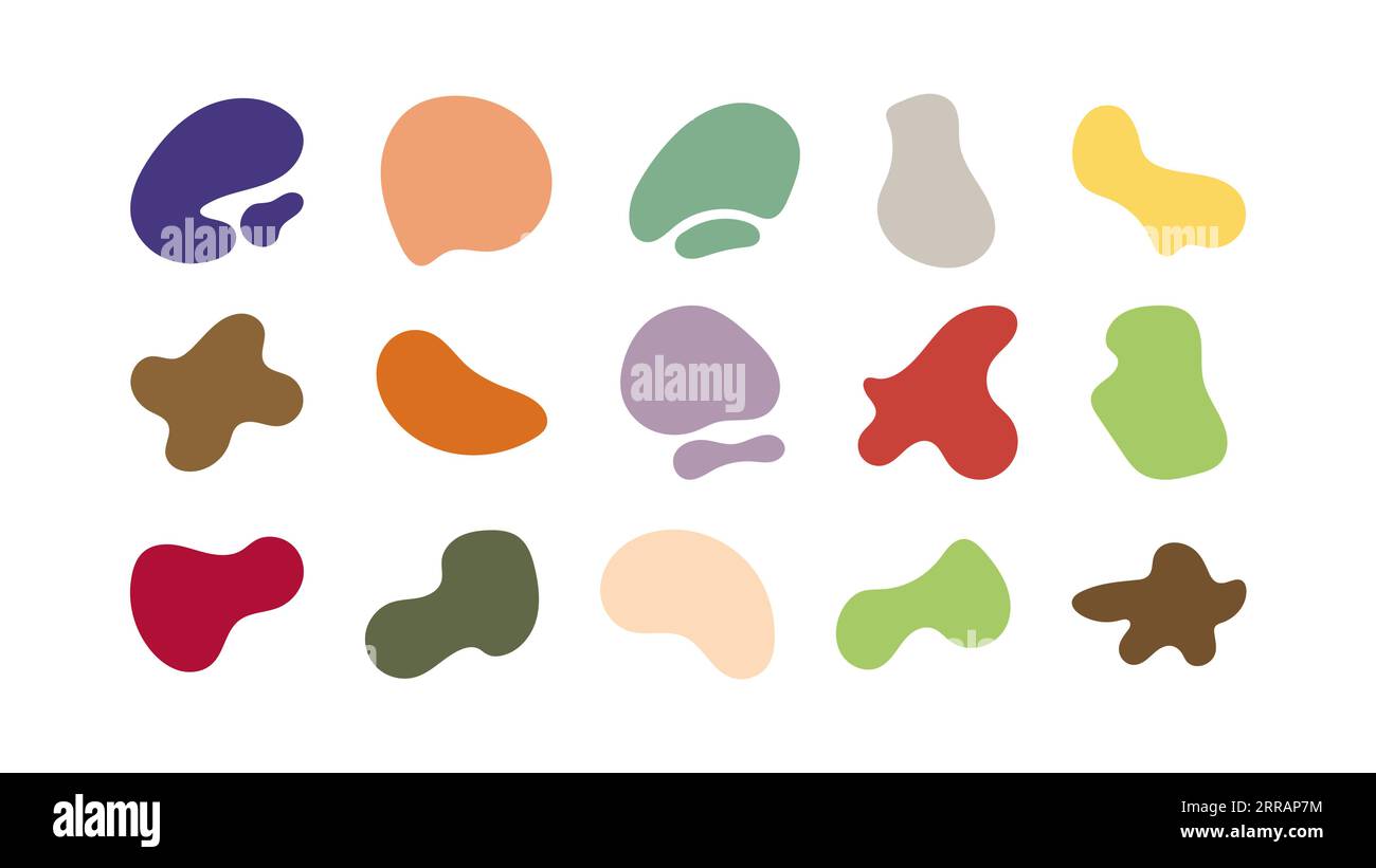 Set of colorful blob liquid elements. Fluid blob colorful elements. Liquid shapes, round ...