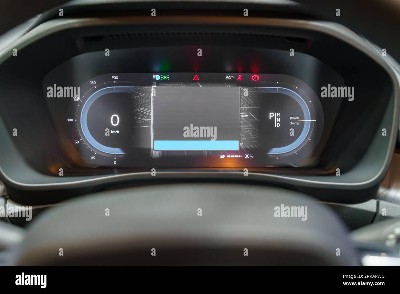 Modern EV car illuminated dashboard, designed to provide a clear and ...