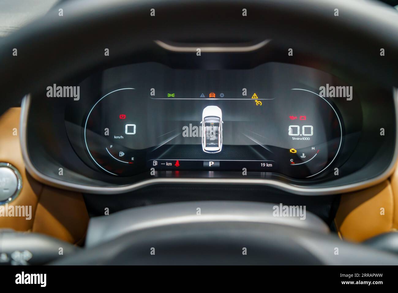 Modern car illuminated dashboard, designed to provide a clear and ...