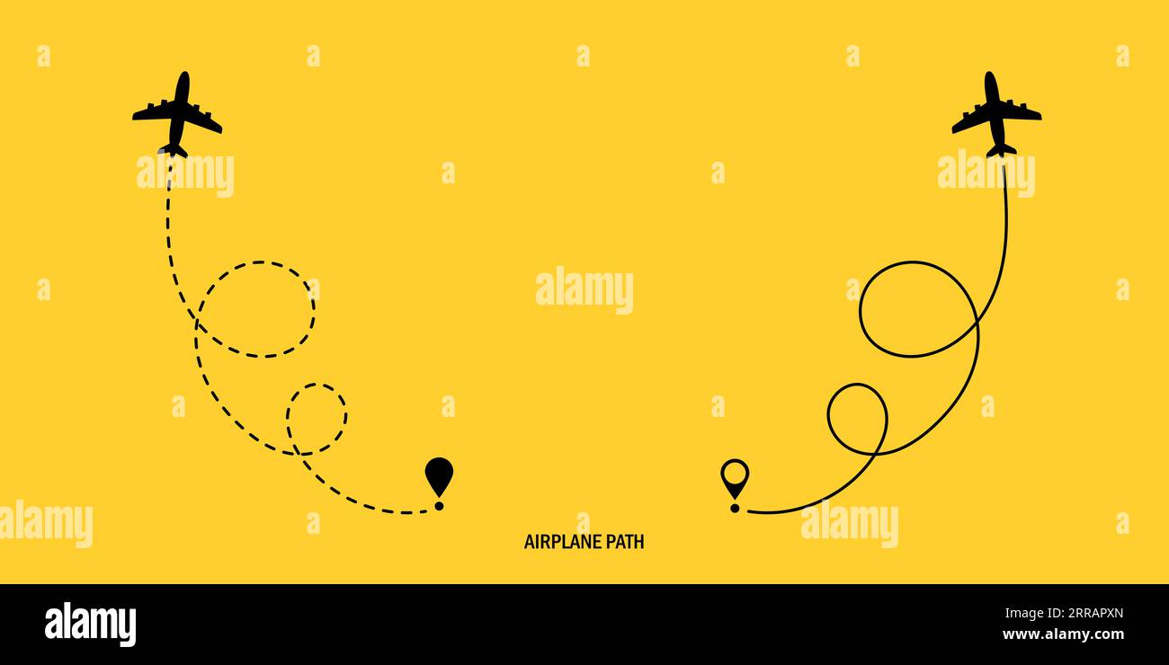 Travel concept. Dotted path airplane. Aircraft tracking. Airplane route ...