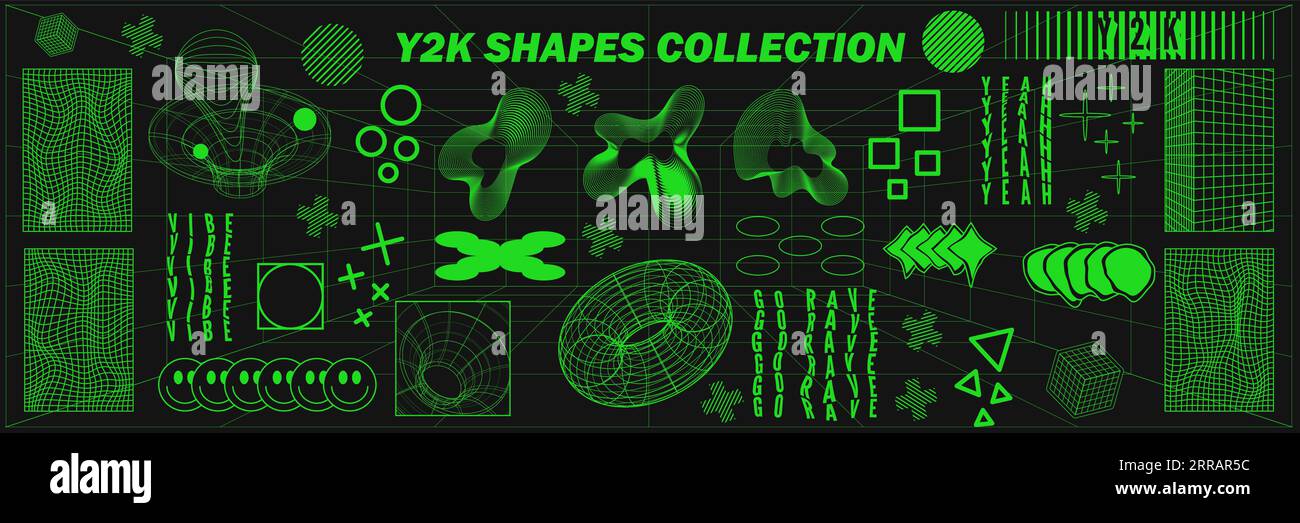 Abstract geometry wireframe shapes and patterns, cyberpunk elements ...