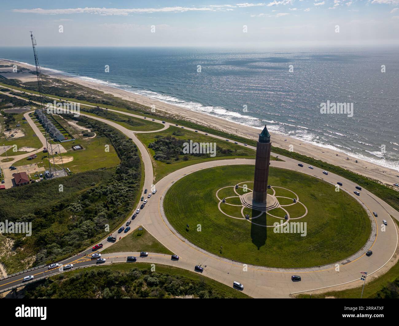 An aerial view of the iconic Robert Moses water tower in Babylon, New ...
