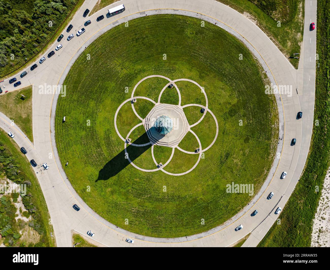 An aerial view of the iconic Robert Moses water tower in Babylon, New ...