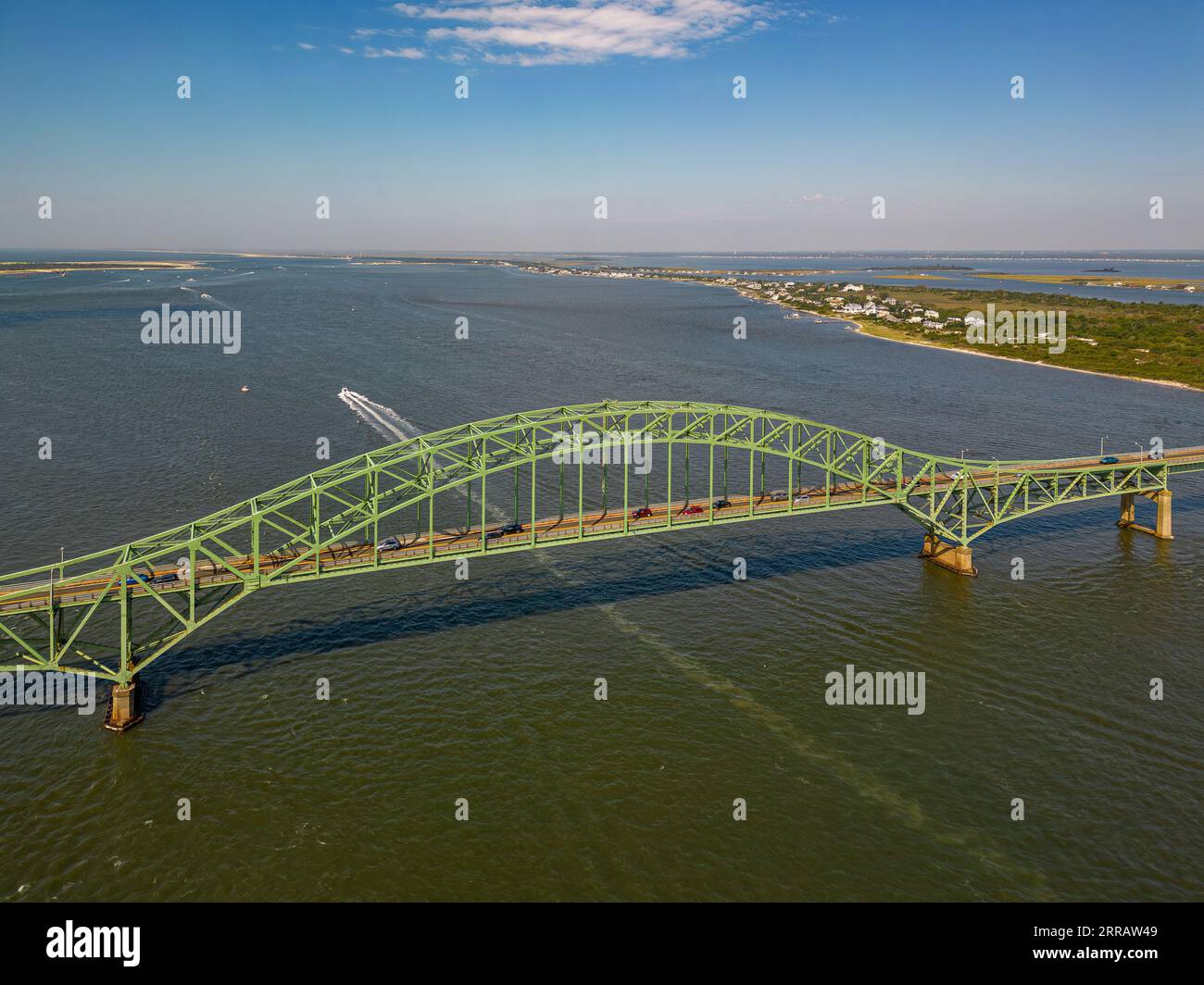 An aerial view of the Fire Island Inlet Bridge and the Robert Moses ...