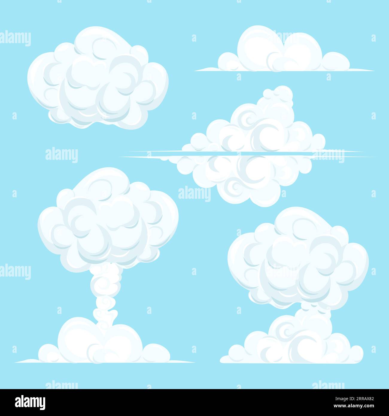 Set Clouds in the sky of different shapes look like an explosion. White ...