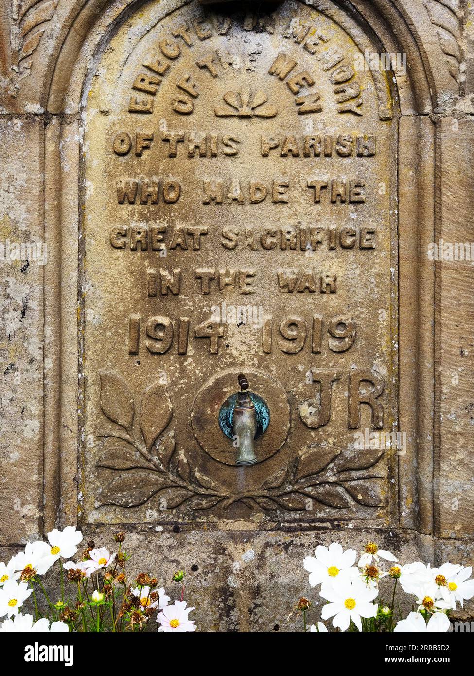 Drinking Fountain and War Memorial with inscription at Lofthouse ...