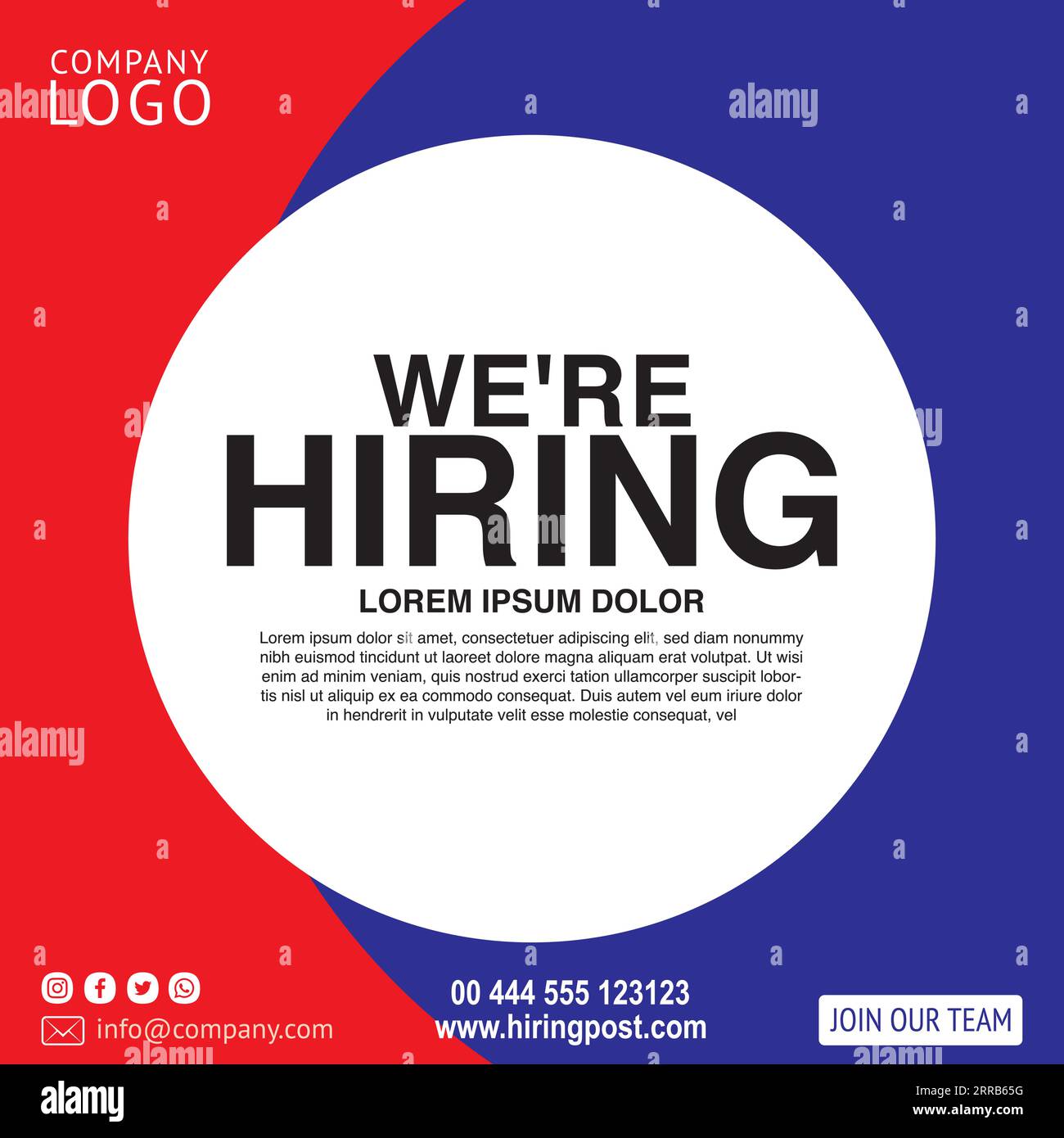 We are Hiring social media and instagram post Stock Vector Image & Art ...