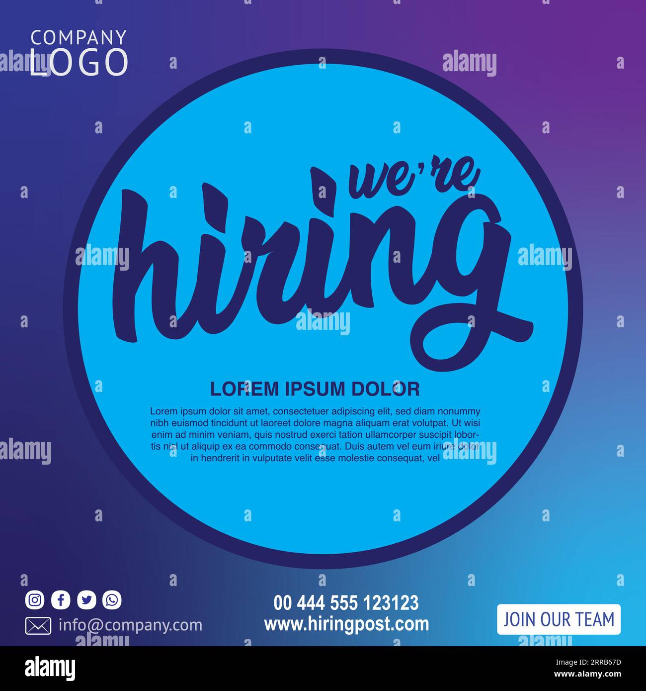 We are Hiring social media and instagram post Stock Vector Image & Art ...