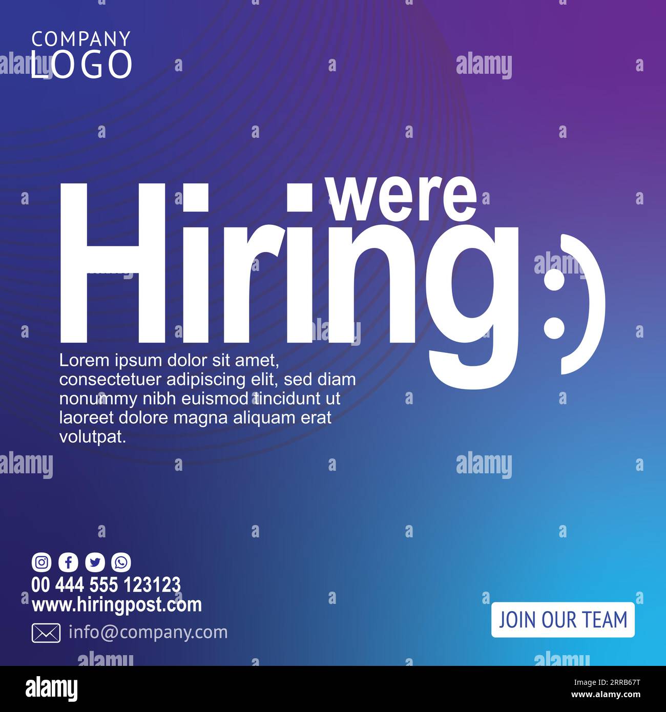 We are Hiring social media and instagram post Stock Vector Image & Art ...