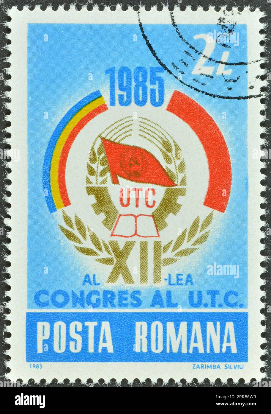 Cancelled postage stamp printed by Romania, that promotes Congress of ...