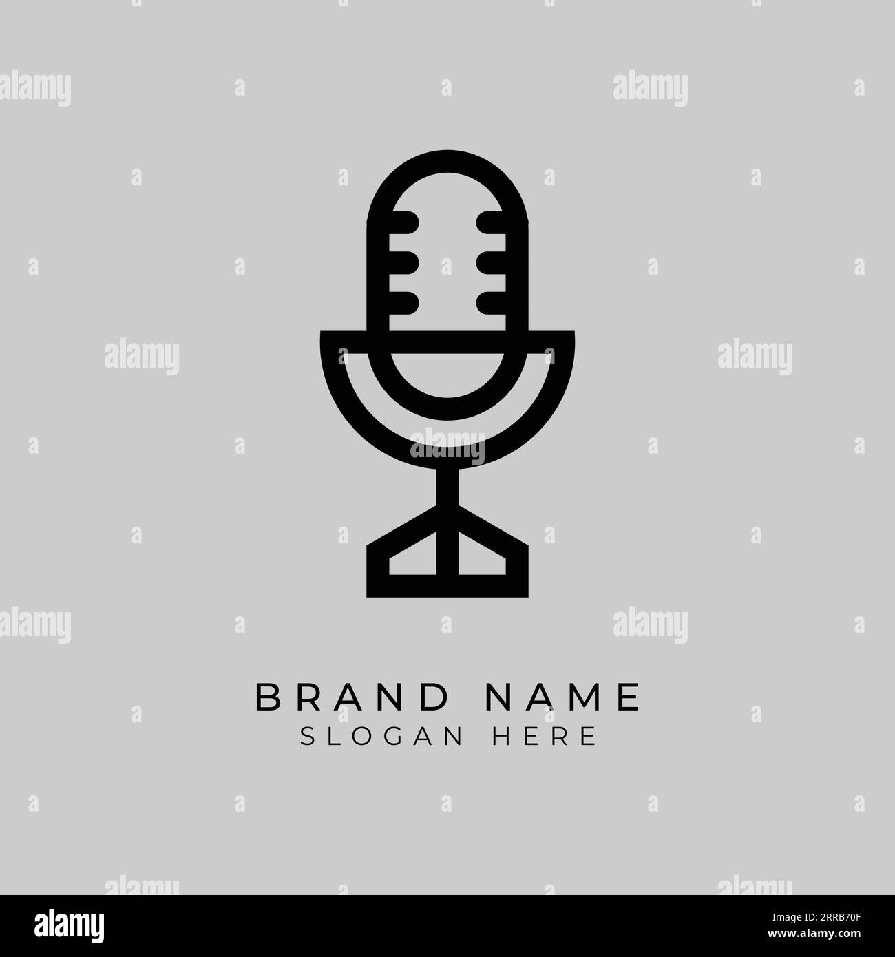 Podcast radio icon illustration. Studio table microphone with brand ...