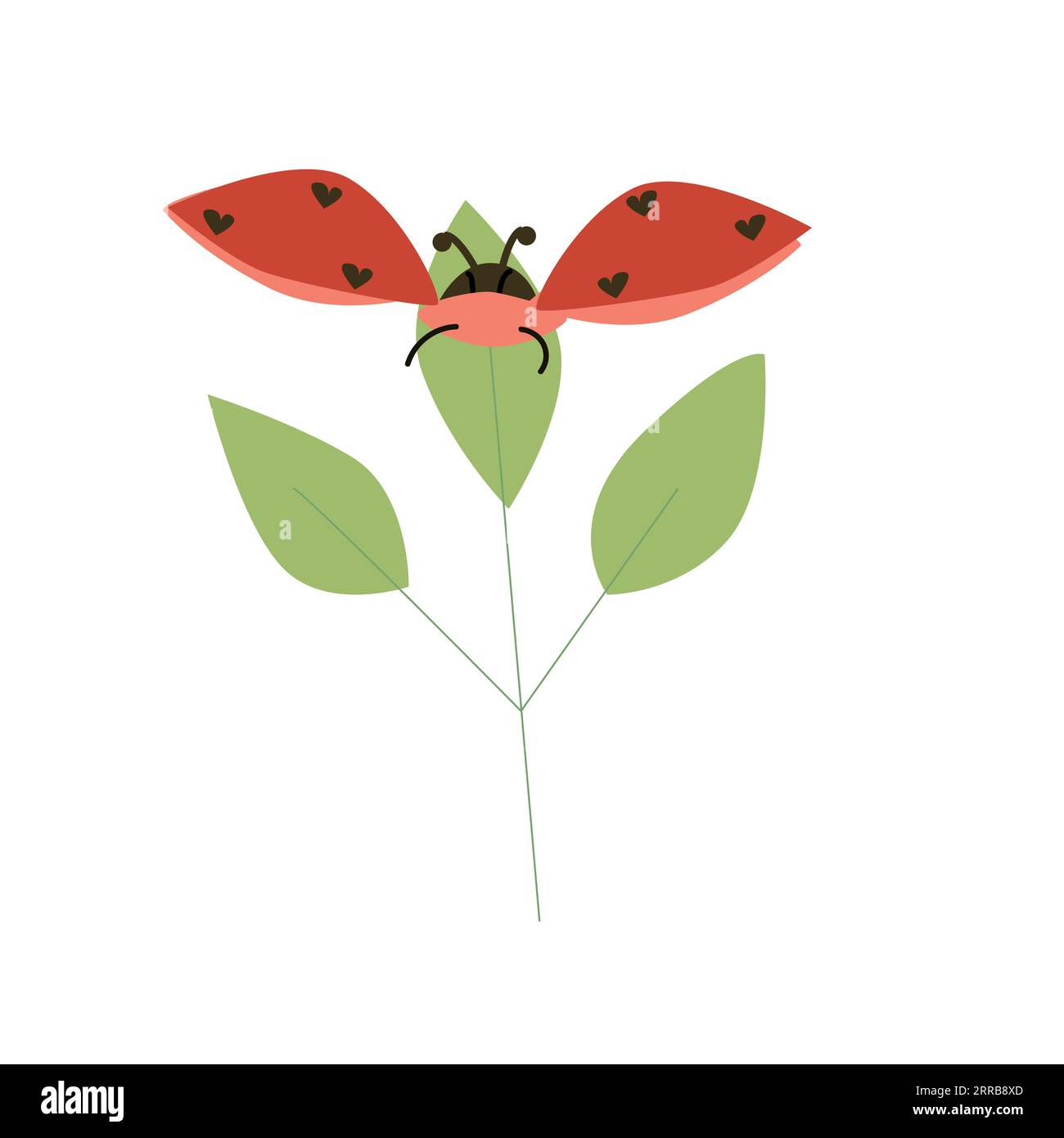 flying lovebug or ledybug on leaf cartoon Stock Vector Image & Art - Alamy