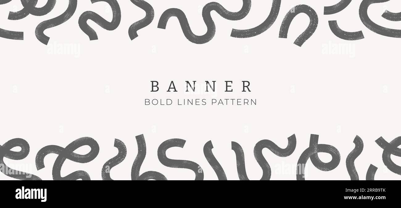 Abstract wavy bold brush strokes pattern frame. Modern grunge banner ...