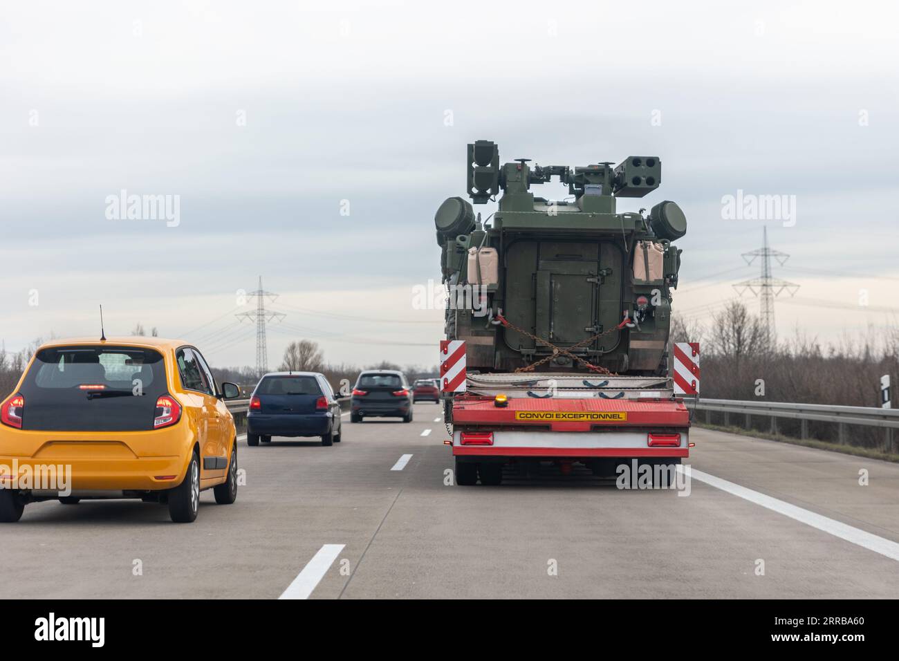 Back view armoured personnel carrier stryker with air defense system ...
