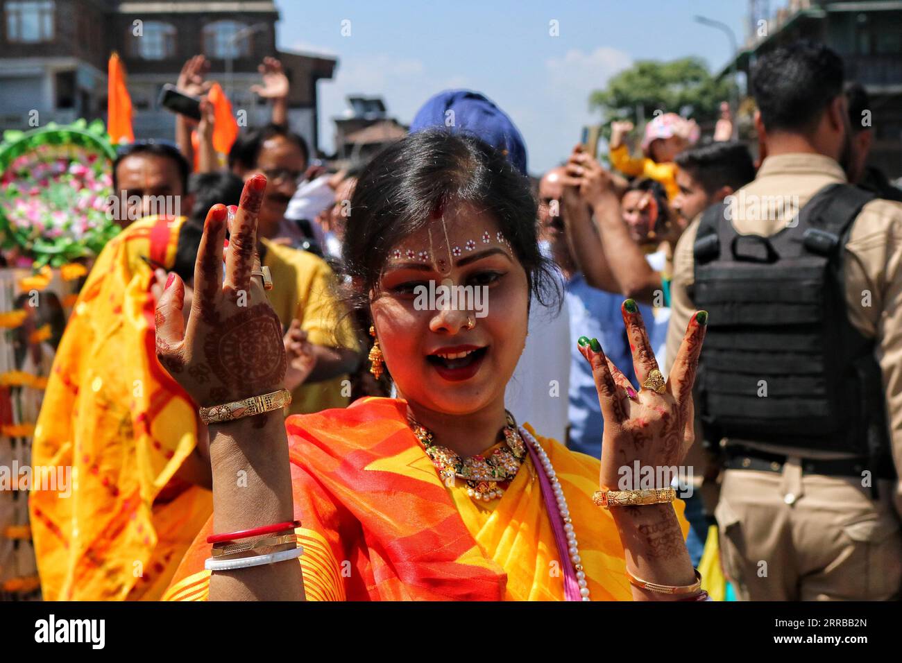 Srinagar Kashmir, India. 07th Sep, 2023. A Hindu woman dance during a procession to mark ...