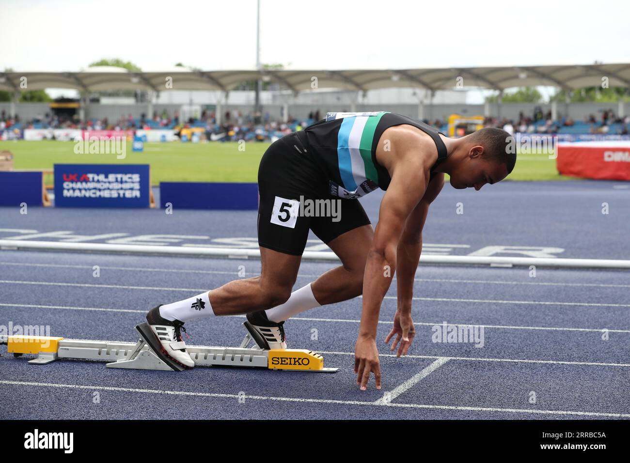 Alex COOPER of Harrow AC starting in the 400m Heats in the UK Athletics ...