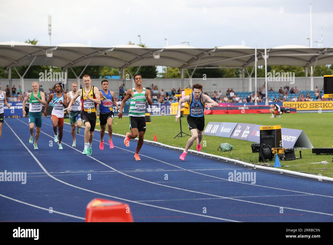 Daniel Rowden winning the 800m final from Ben Pattison at the UK ...