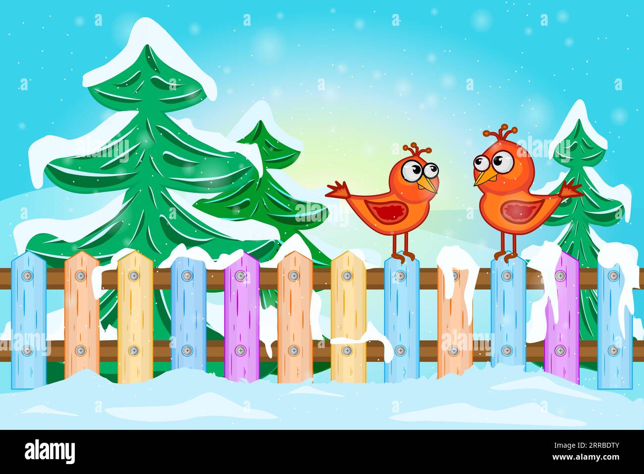 Robin bird sitting on fence Stock Vector Images - Alamy