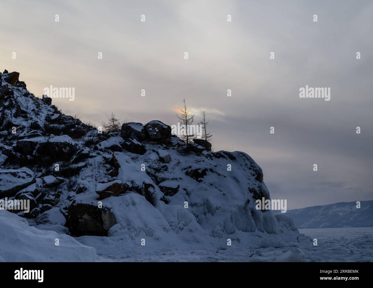 Halo effect on a winter morning. Sunny and shining light, cold weather ...