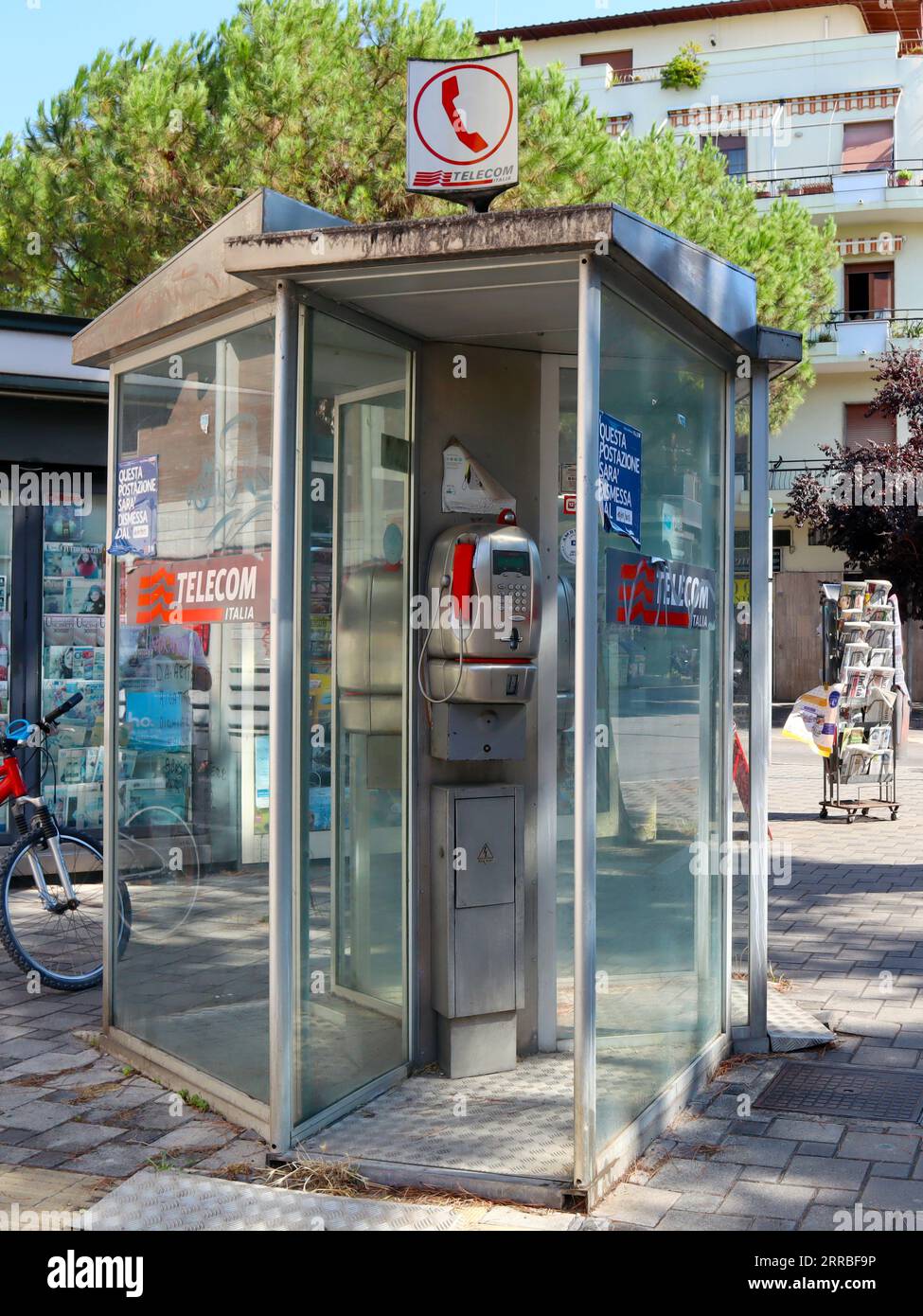 Italy – September 7, 2023: Public Telephone booth, operated by TIM S.p ...
