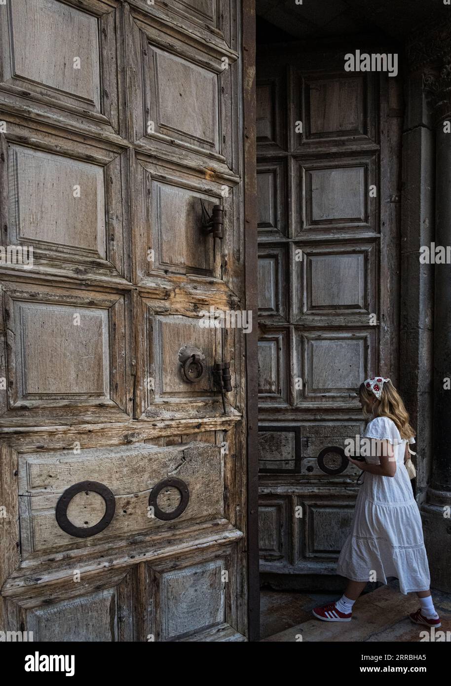 Jerusalem Old City, Israel - May 13 2023: worshippers entering the gate ...