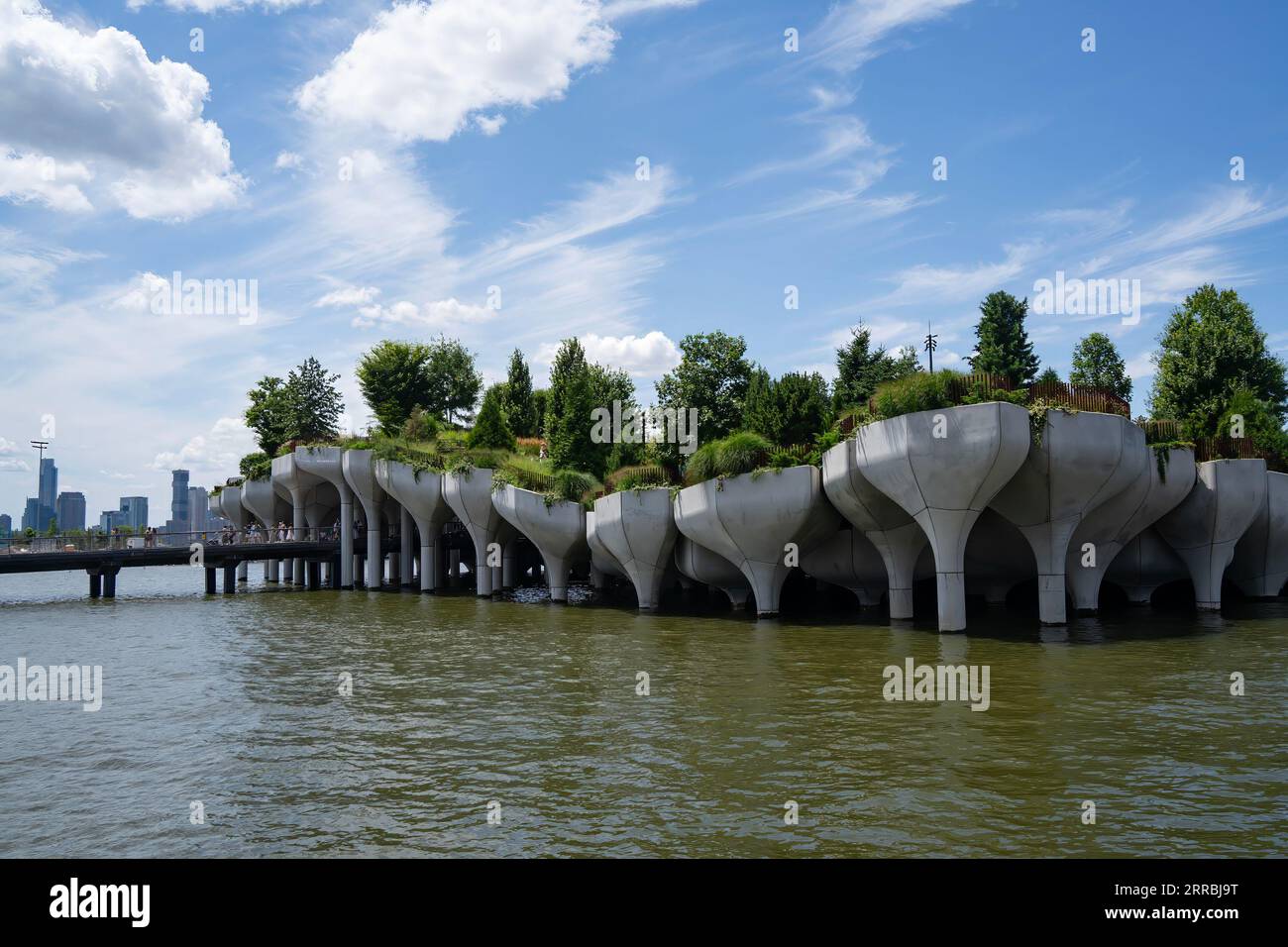 Little Island at Pier 55, an artificial island public park in the ...