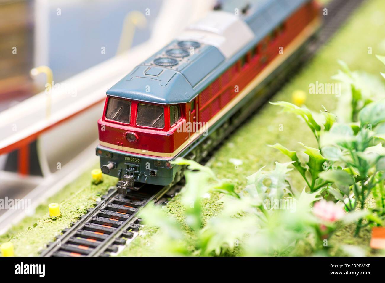 Railway modelling. Close-up about model train on the rail tracks Stock ...