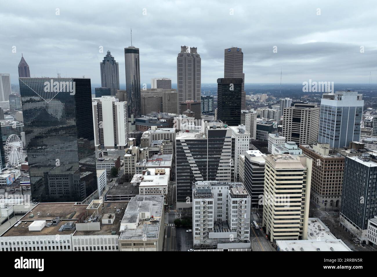 A general overall aerial view of the downtown skyline, Sunday, Jan. 29 ...