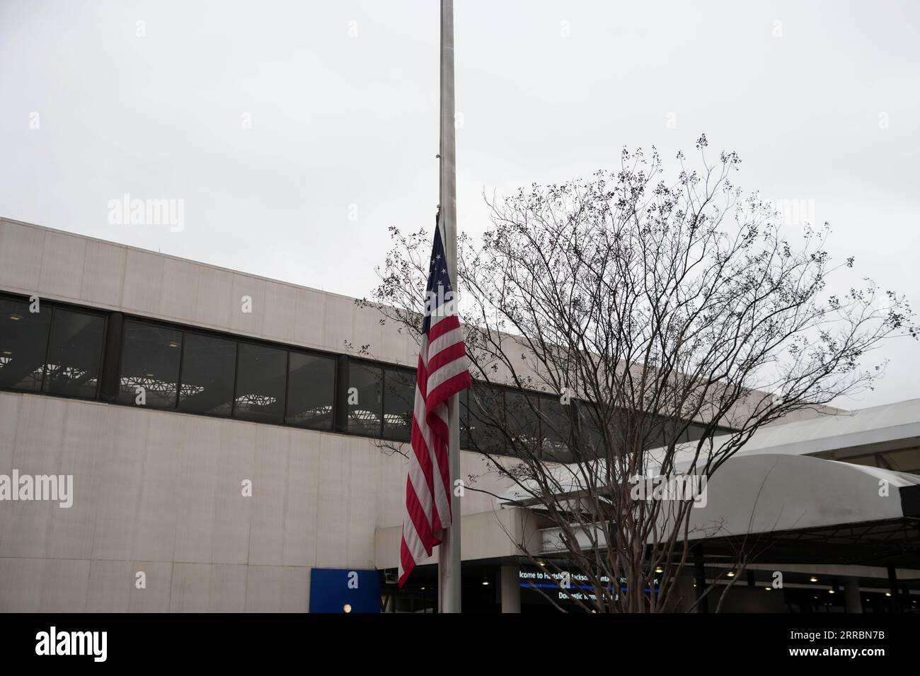 United flag at half mast at hartsfield jackson atlanta international ...