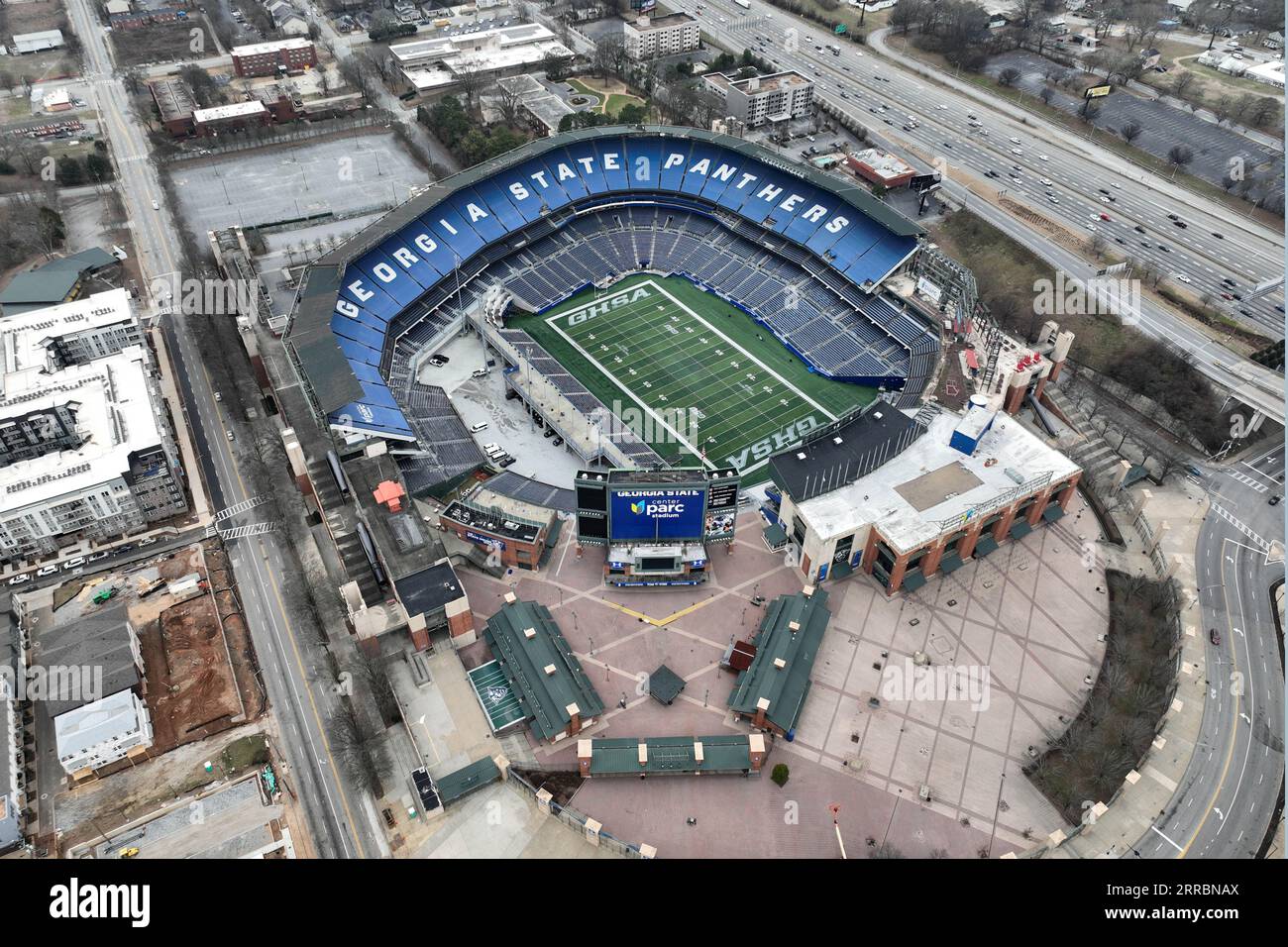 A general overall aerial view of Center Parc Stadium, Sunday, Jan. 29 ...