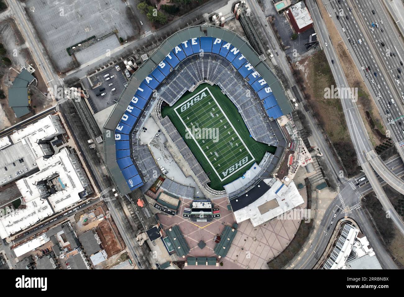 A general overall aerial view of Center Parc Stadium, Sunday, Jan. 29 ...