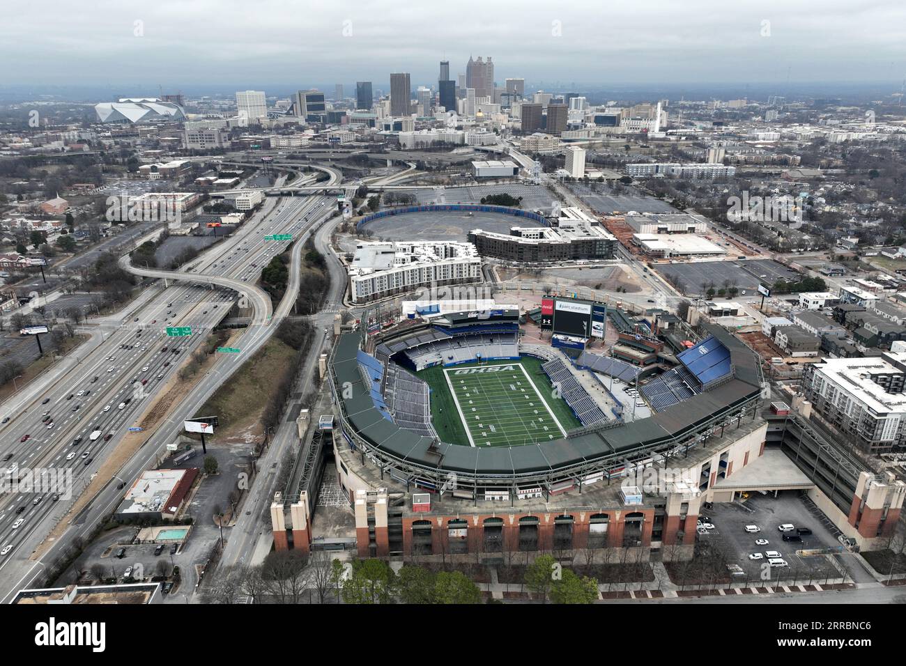 A general overall aerial view of Center Parc Stadium, Sunday, Jan. 29 ...
