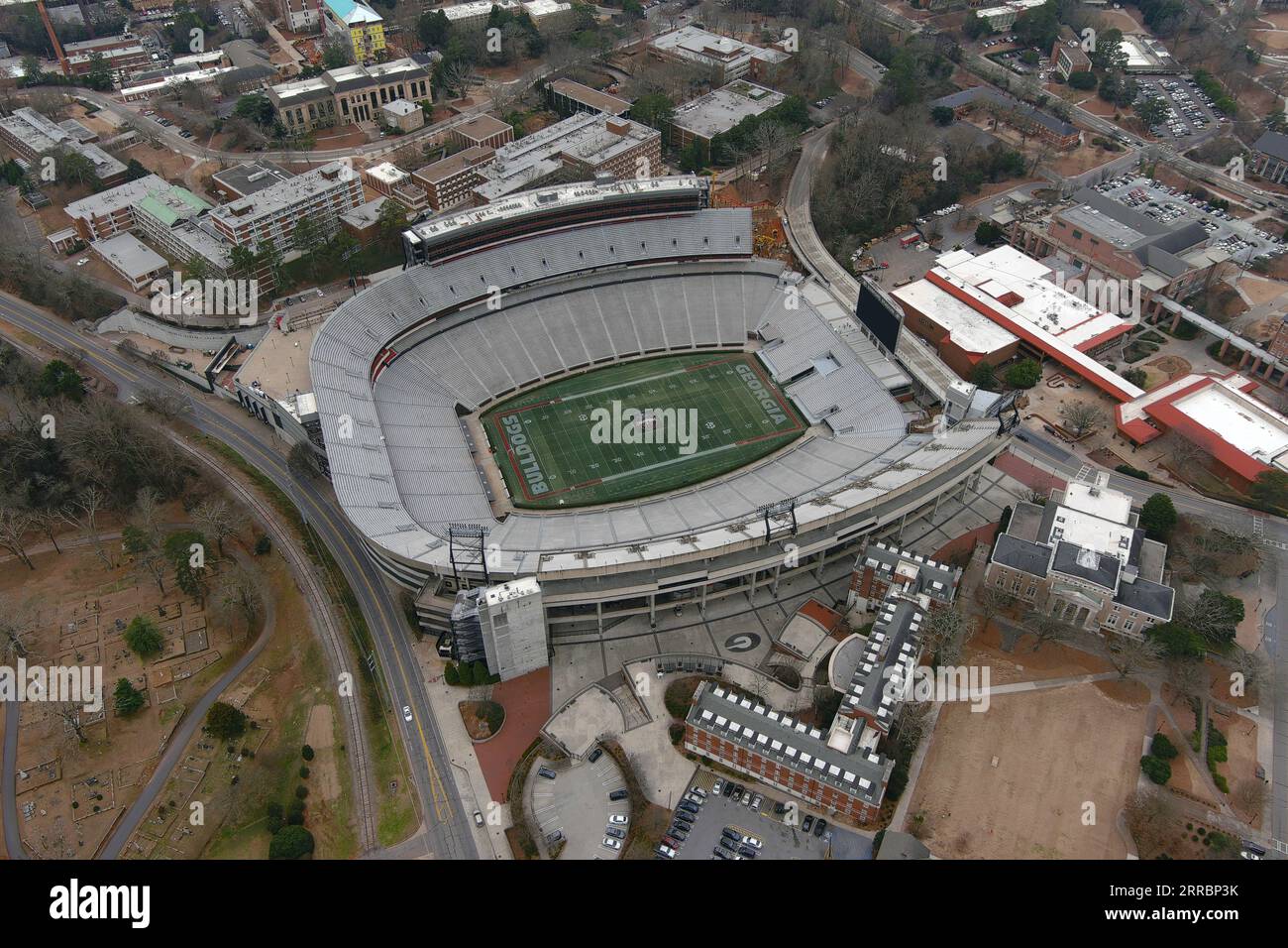 A general overall aerial view of Sanford Stadium at the University of ...