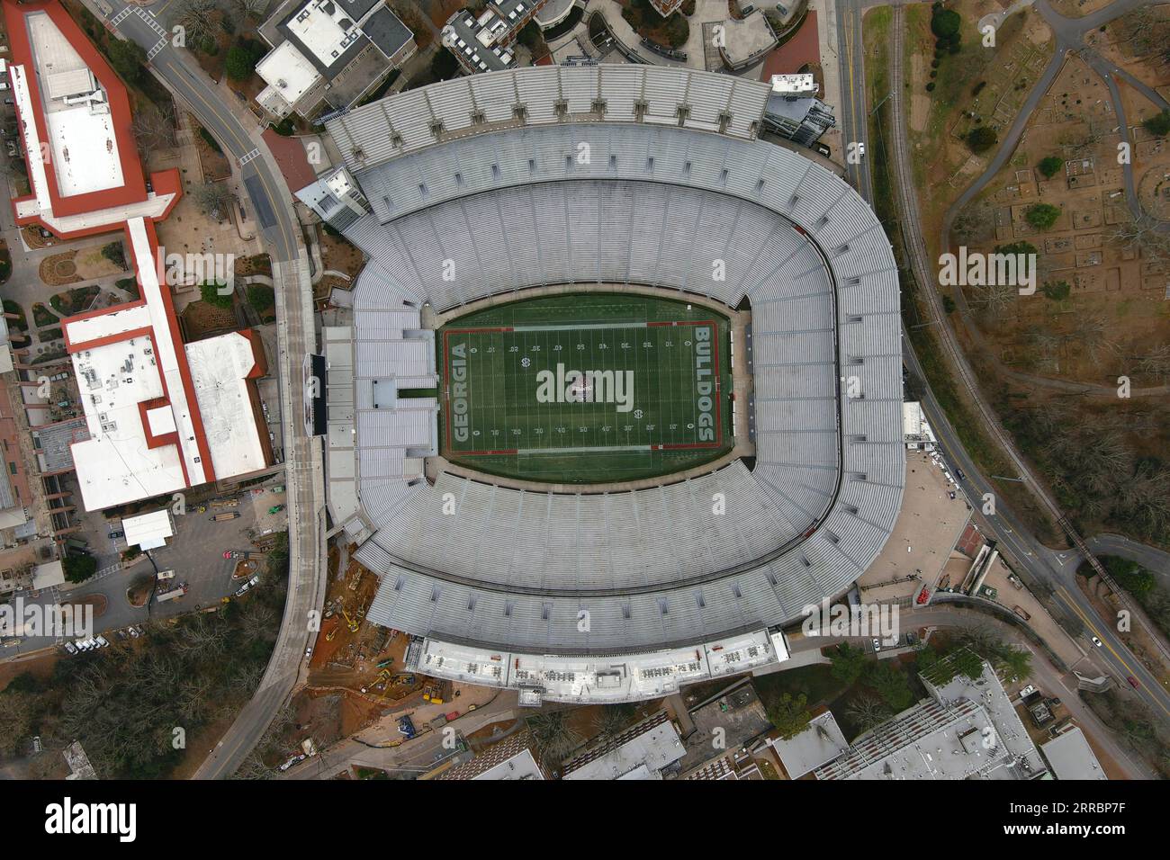 A general overall aerial view of Sanford Stadium at the University of ...