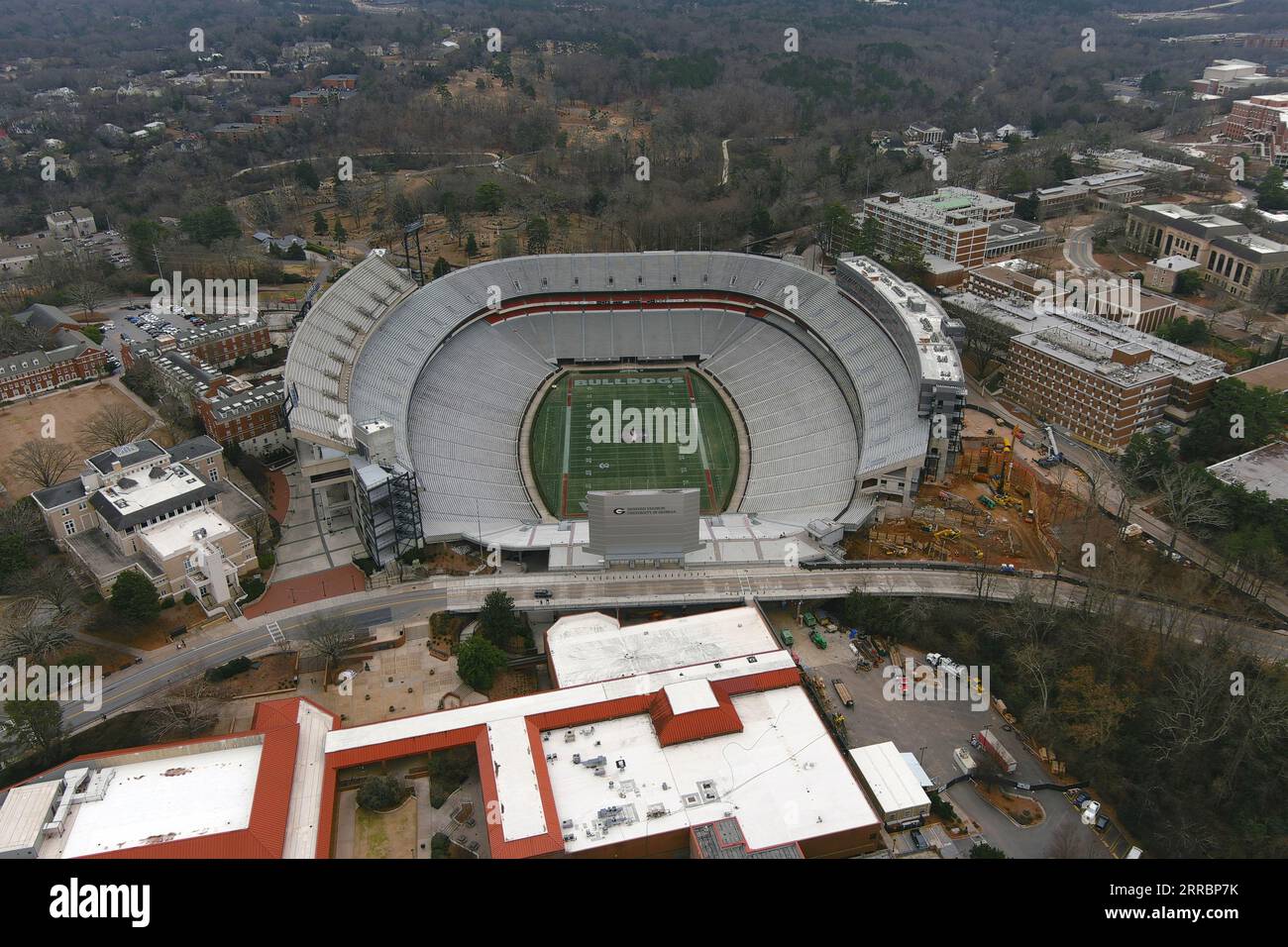 A general overall aerial view of Sanford Stadium at the University of ...