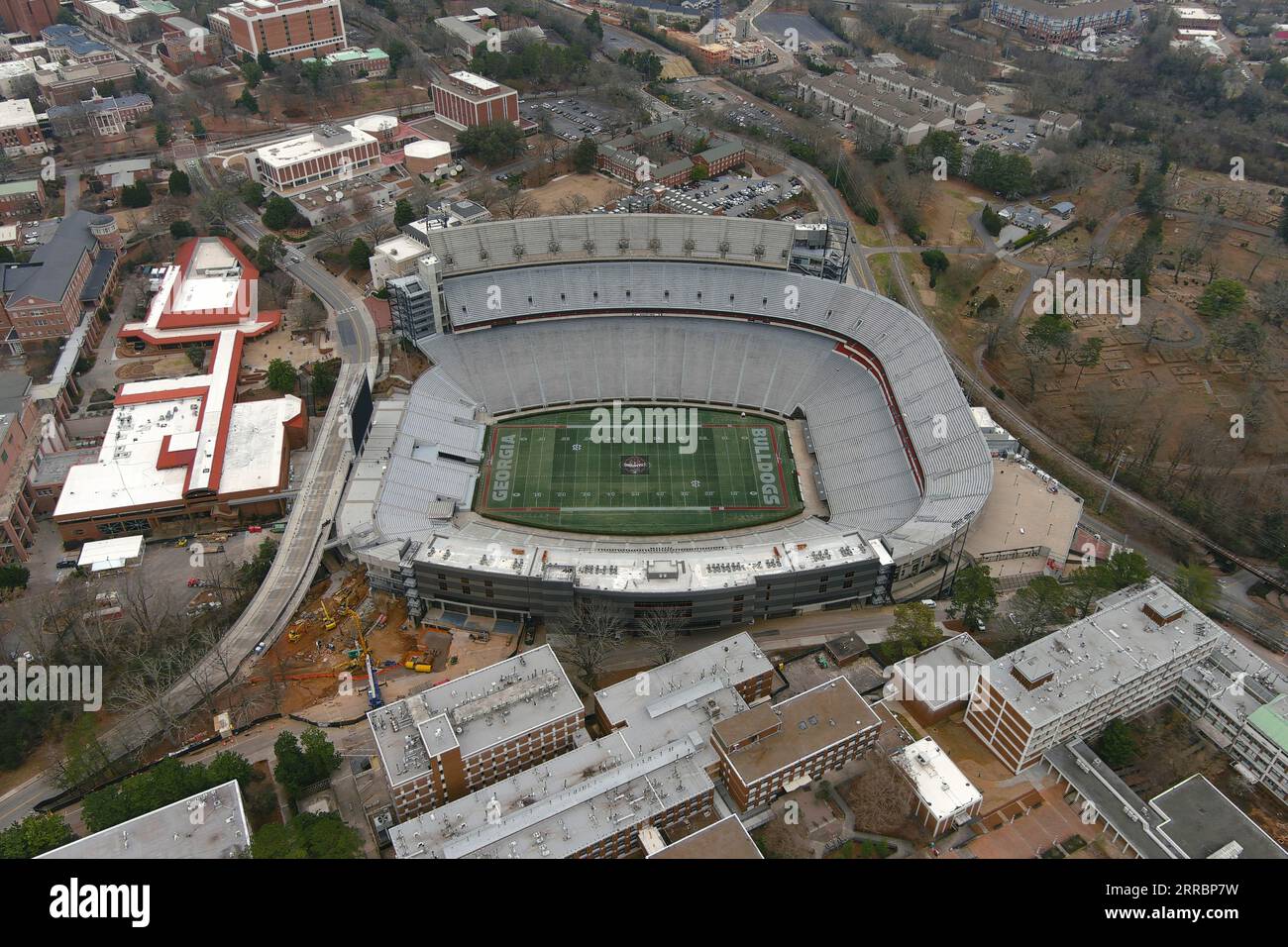 A general overall aerial view of Sanford Stadium at the University of ...