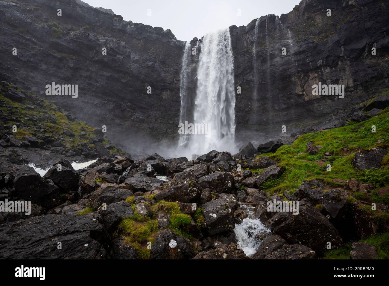 Jets of water plummet from Fossa, the Faroe Islands largest set of ...