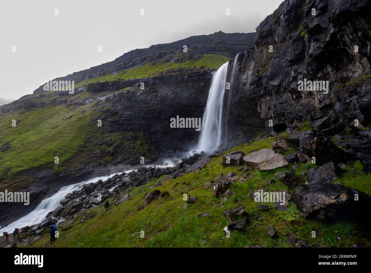 Jets of water plummet from Fossa, the Faroe Islands largest set of ...