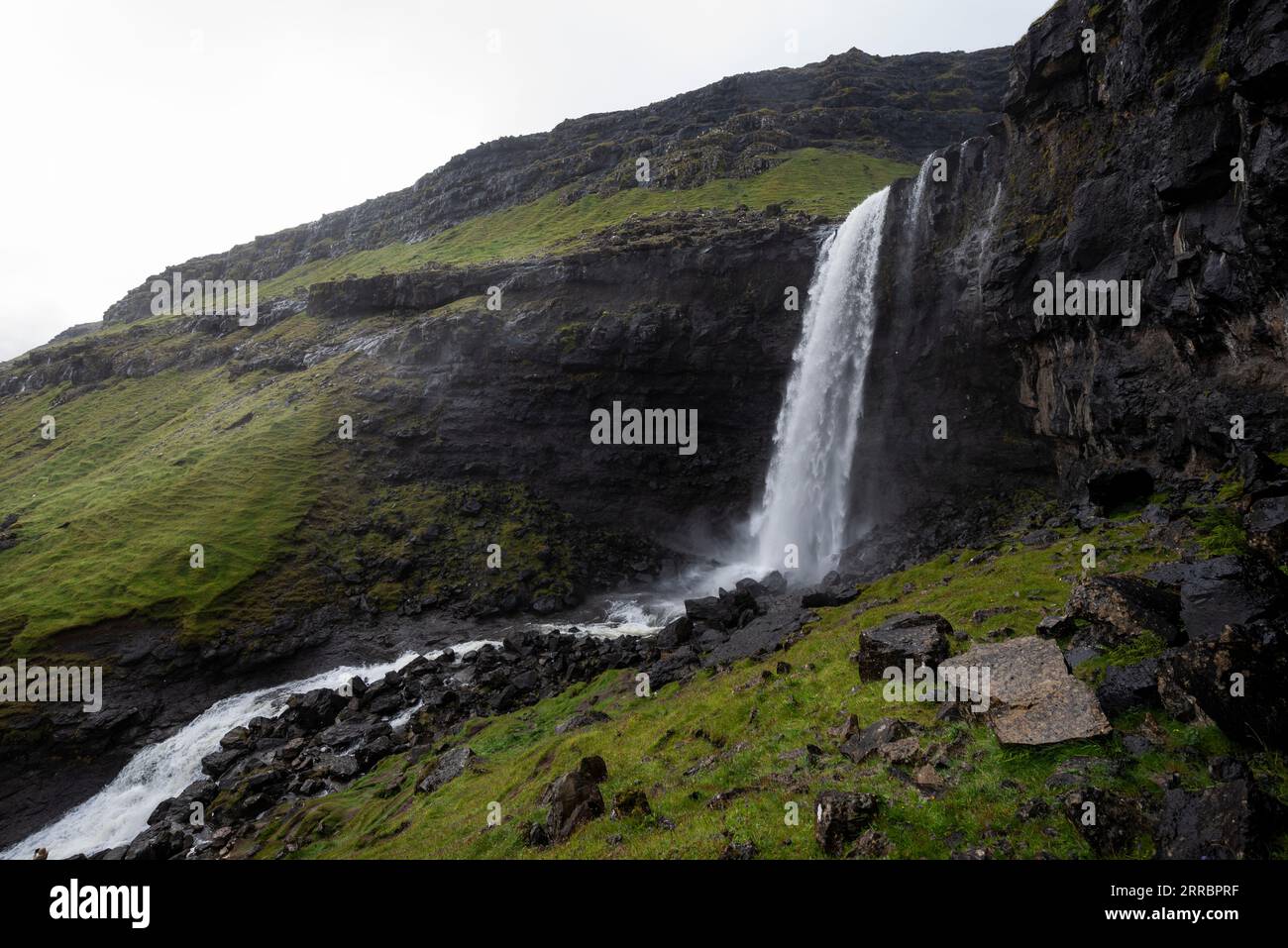 Jets of water plummet from Fossa, the Faroe Islands largest set of ...