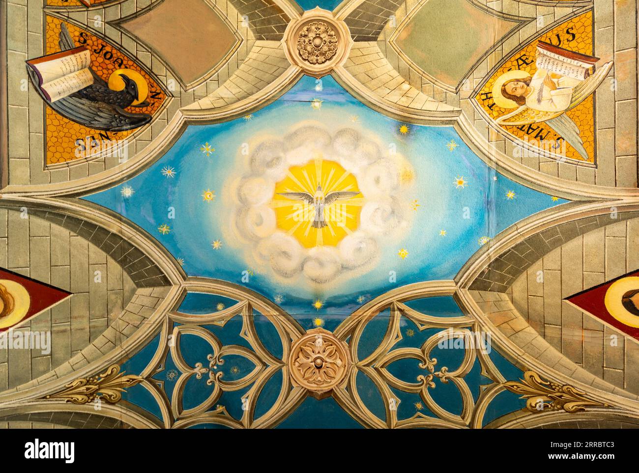 Interior view of ceiling of ornate Italian Chapel on Lamb Holm island ...