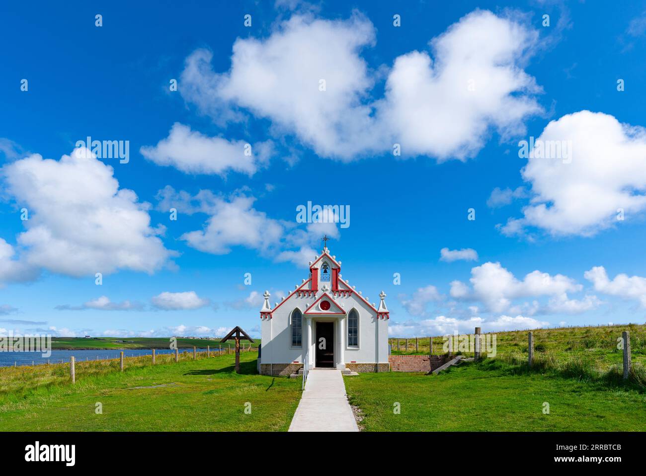 Exterior view of the Italian Chapel on Lamb Holm island in Orkney ...